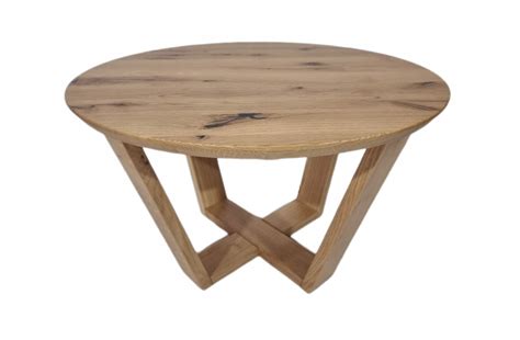 Stolik Kawowy okrągły lity dębowy Rustykalny 80cm Dami 80 Rustykalny