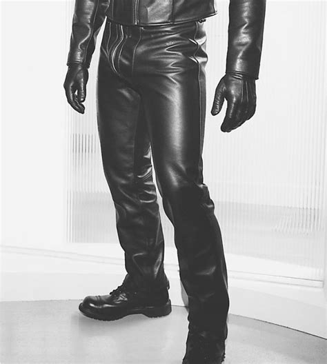 Men S Zip Pouch Leather Pants
