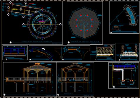Planos De Glorieta Y Puente En DWG AUTOCAD Equipamiento De Parques