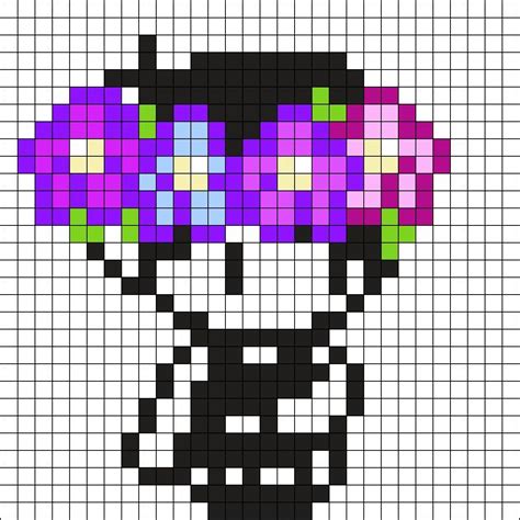 Omori Sunny Flower Crown Kandi Pattern Pixel Art Grid Cool