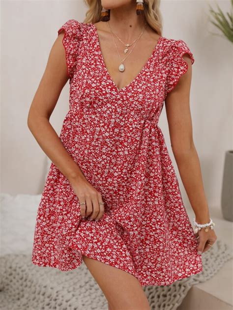 SHEIN Frenchy Ruffle Armhole Ditsy Floral Dress SHEIN USA