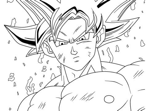 Desenhos de Goku Instinto Superior Sério para Colorir e Imprimir