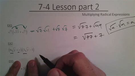 7 4 lesson part 2 multiplying radical expressions youtube