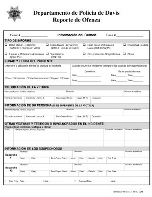 Reporte De Policia El formulario se puede rellenar en línea imprimir