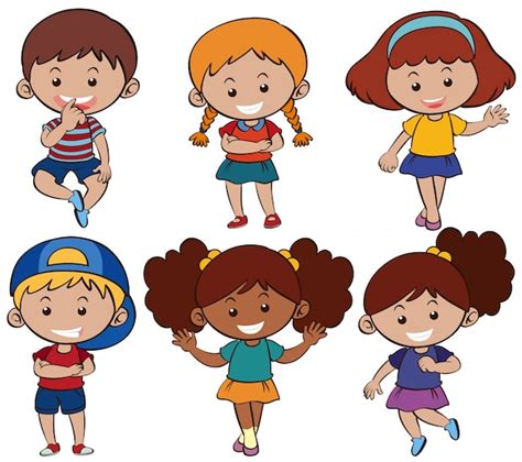 Meninos e meninas sorriso feliz Vetor Grátis