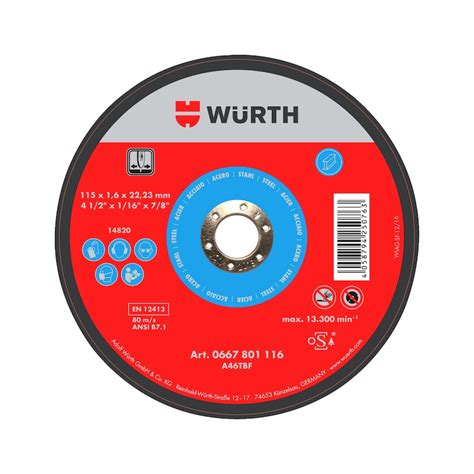 Disque à tronçonner Standard Acier pour Professionnels WURTH