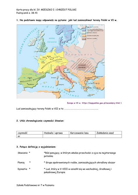 PDF Karta Pracy Dla Kl IV MIESZKO I I CHRZEST POLSKI 2020 03