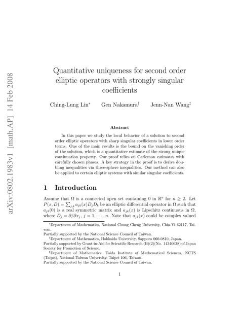 pdf quantitative uniqueness for second order elliptic operators with strongly singular