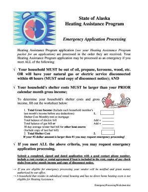 Fillable Online Dhss Alaska Worksheet For Emergency Processing State