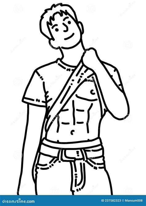 Black And White Of Cute Man Cartoon For Coloring Stock Illustration Illustration Of People