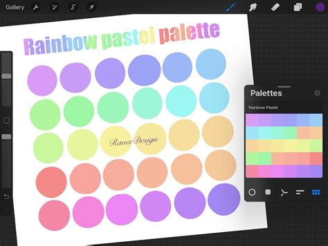30 Rainbow Pastel Color Palette Swatch Palette For Procreate Etsy