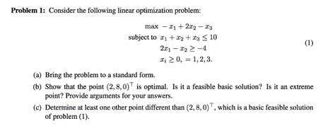solved problem 1 consider the following linear optimization