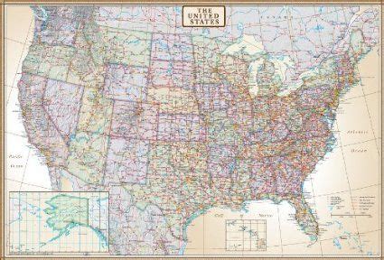 X United States Executive Wall Map Laminated Buy Art Print