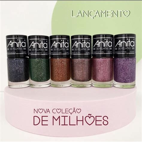 kit 6 unidades de esmaltes Anita Coleção De Milhões Glitter Shopee Brasil