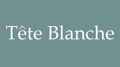 How To Pronounce T Te Blanche White Head Correctly In French