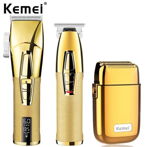 Kemei profissional máquina de cortar cabelo barbeiro kit de corte