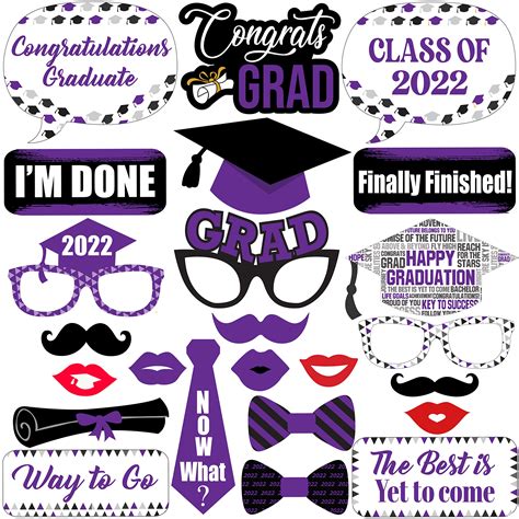 Buy KatchOn Purple Graduation Photo Booth Props 2024 Pack Of 24