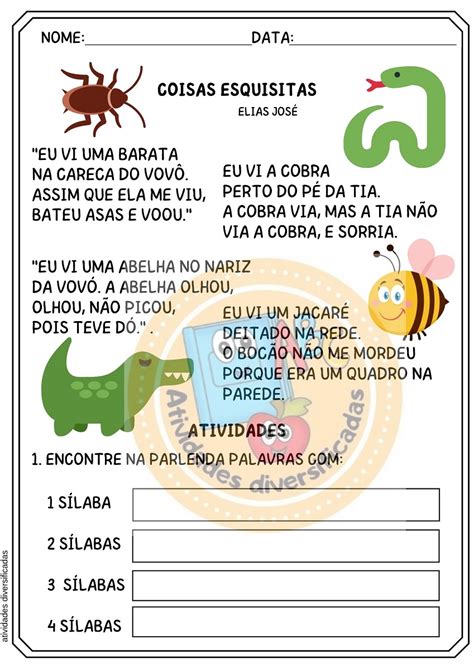 Di Rio Da Profa Glauce Atividade De Alfabetiza O