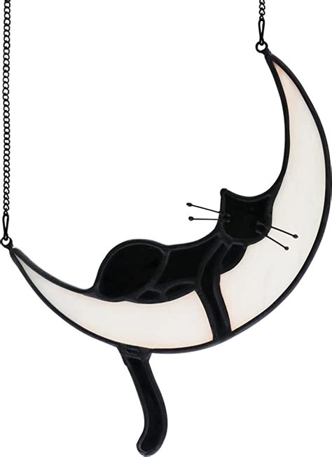 A Black And White Cat Sitting On The Moon With Its Tail Hanging From A