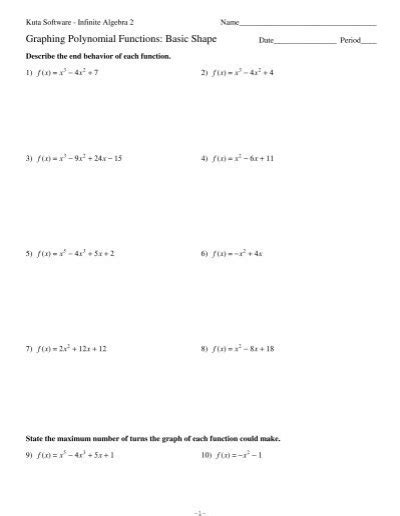 graphing polynomial functions basic shape pdf kuta software