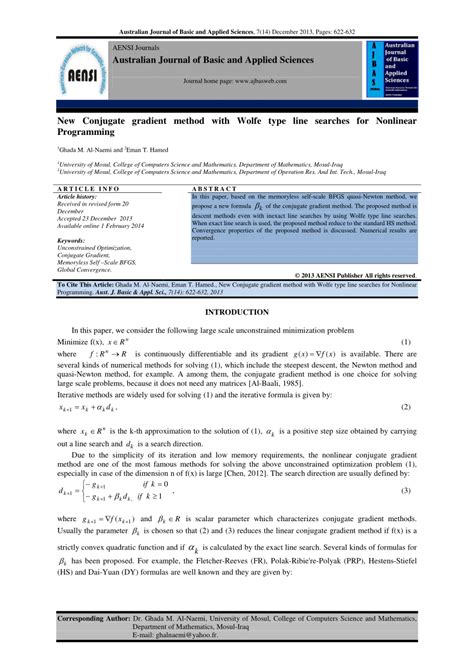 pdf new conjugate gradient method with wolfe type line searches for nonlinear programming