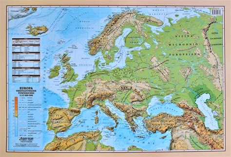 EUROPA MAPA FIZYCZNA I POLITYCZNA PODKŁADKA