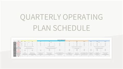 Quarterly Operating Plan Schedule Excel Template And Google Sheets File