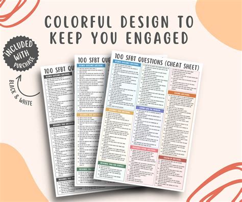 100 SFBT Questions Cheat Sheet Solution Focused Brief Therapy SFBT