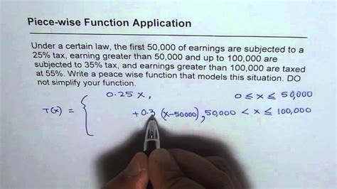 piecewise function for three different tax rates youtube