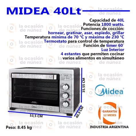 Horno Electrico De Mesa Midea Lts Grill Conveccion Spiedo En Venta