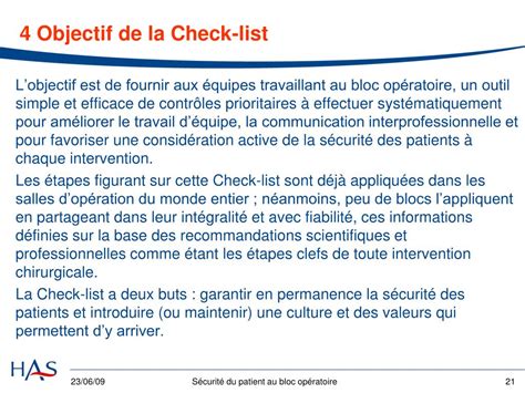 PPT CHECK LIST SECURITE DU PATIENT AU BLOC OPERATOIRE PowerPoint