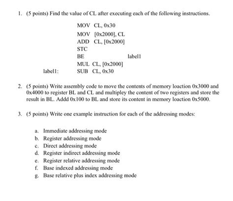 solved 1 5 points find the value of cl after executing