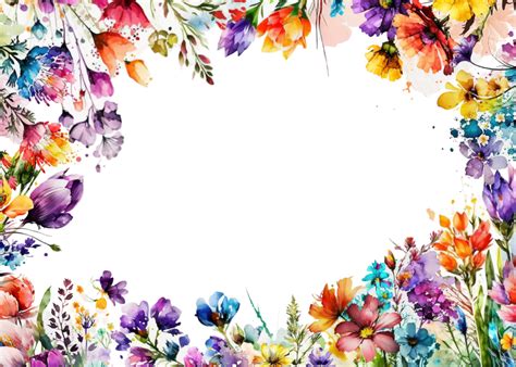 Kleurrijk Bloemen Kader Voor Kaart Ontwerp Png