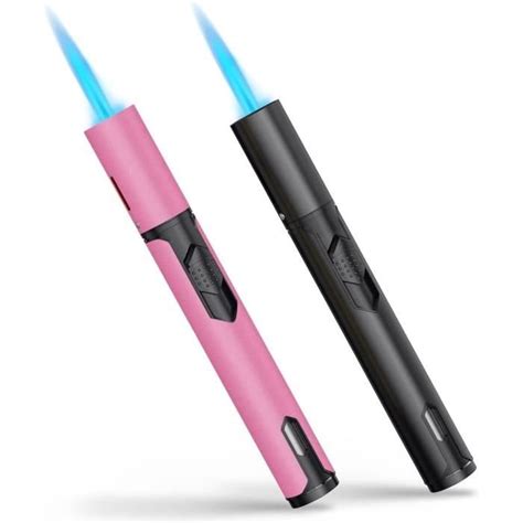 Lot De 2 Briquets Torche Au Butane Coupe Vent Briquet À Flamme À Jet