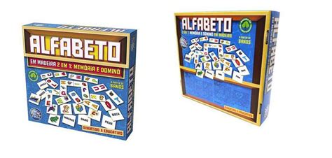 Alfabeto em Madeira 51 Peças Brinquedo Pedagógico Jogo 2 em 1
