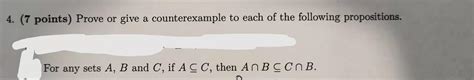 solved 4 7 points prove or give a counterexample to each