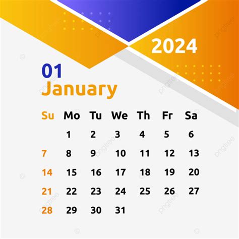 Design De Calendário De Janeiro De 2024 Vetor PNG Janeiro De 2024