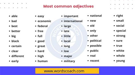 The Most Common Adjectives In English Nbkomputer