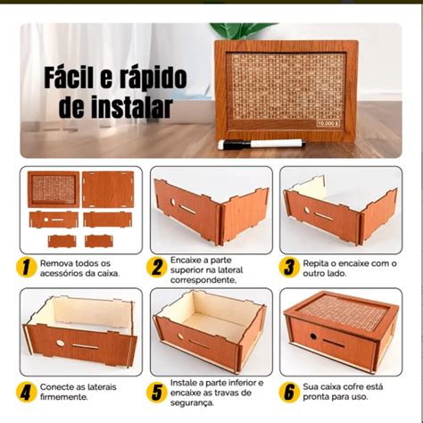 Paraiso MDF Group Caixa WoodBox Poupança De Dinheiro Em Mdf Adesivado