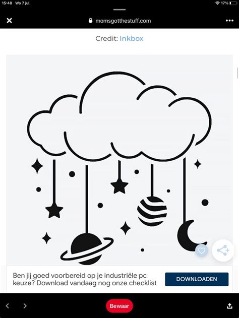 A Black And White Drawing Of Clouds With Planets Hanging From Them
