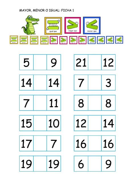 Actividad De Mayor Menor O Igual Math Activities Preschool Math