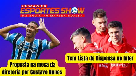 GRÊMIO RECEBE PROPOSTA POR JOGADOR INTER TEM LISTA DE DISPENSA AS