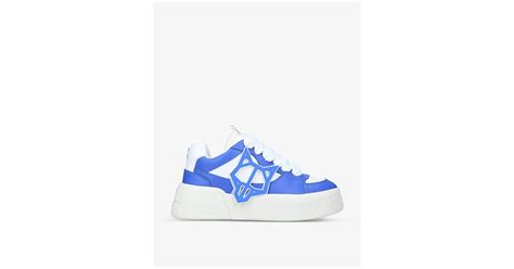 Naked Wolfe Kosa Detachable Logo Badge Leather Low Top Trainers In Blue