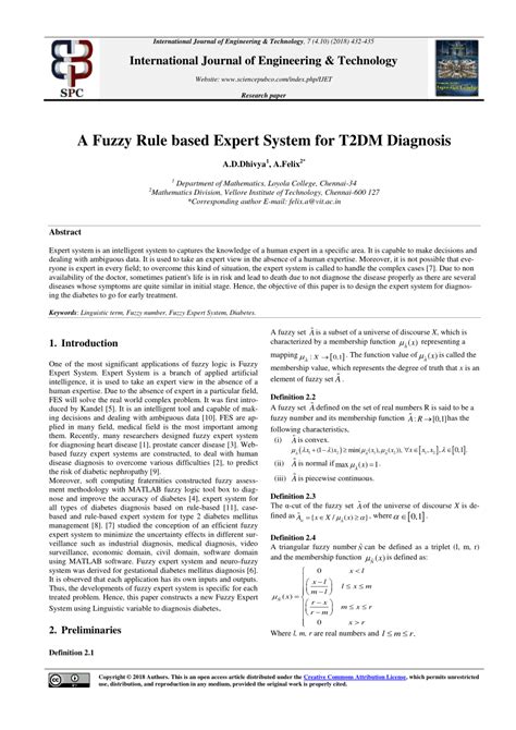 pdf a fuzzy rule based expert system for t2dm diagnosis