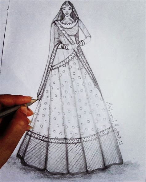 Fashion Sketch Beautiful Bridel Outfit Lenhga Choli Design By Shivani