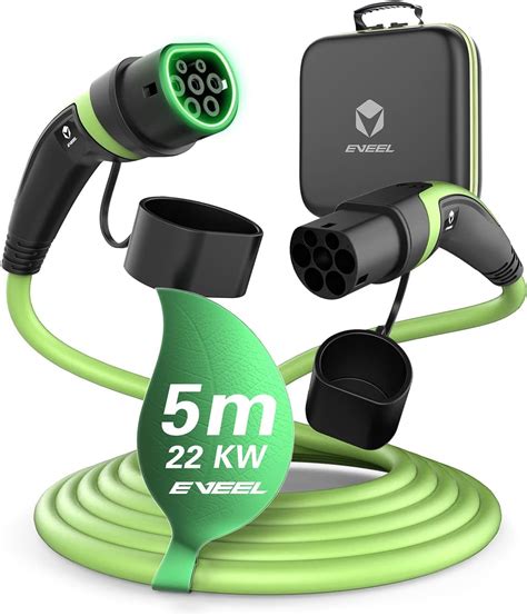 EVEEL Typ 2 Ladekabel 22kW Spiral 6M Ladekabel Typ 2 Spiralkabel 32A 3