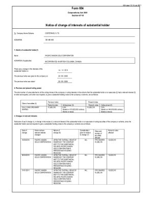 Fillable Online Form 604 Notice Of Change Of Interests Of Substantial