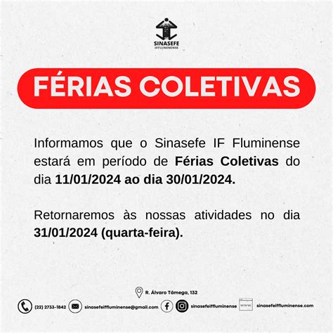 Comunicado Férias Coletivas SINASEFE
