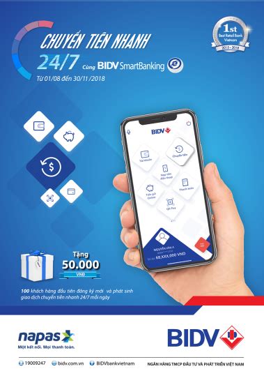 Ưu đãi chuyển tiền nhanh 24 7 trên BIDV SmartBanking Thế Giới Ngân Hàng