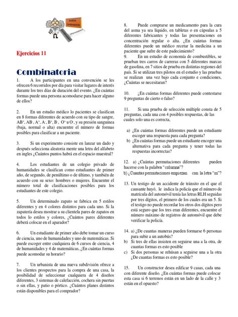 combinatoria ejercicios pdf